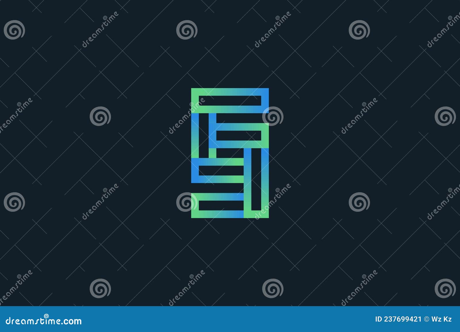 Letter S Logo Design Template with Line Style Concept in Blue and Green ...