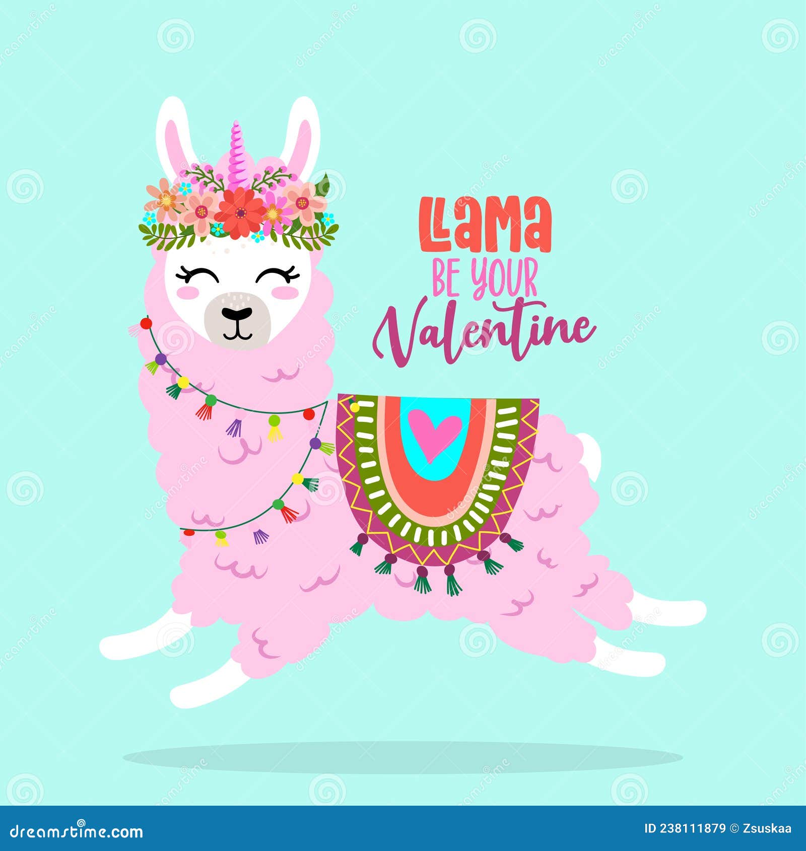 Llama Be Your Valentine - Funny Vector Quotes and Llama Drawing. Stock ...