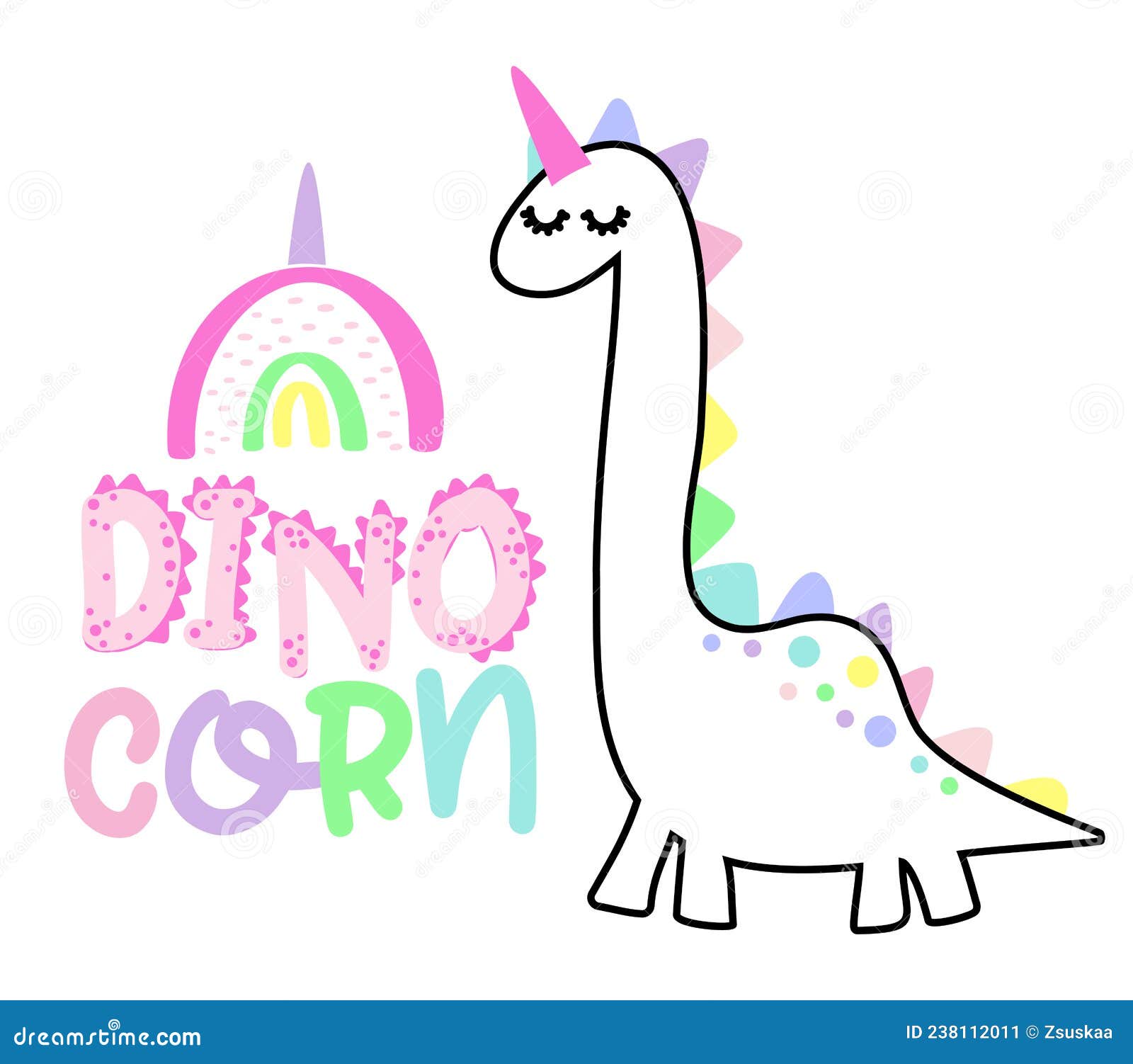 DinoCorn, Dinosaur Unicorn - Funny Hand Drawn Doodle, Cartoon Dinosaur ...
