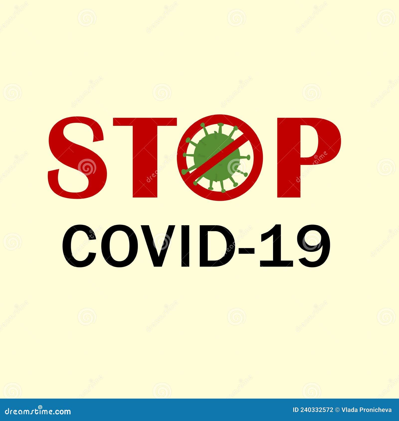 Stop COVID-19 Poster Cross Out the Virus Stock Vector - Illustration of ...