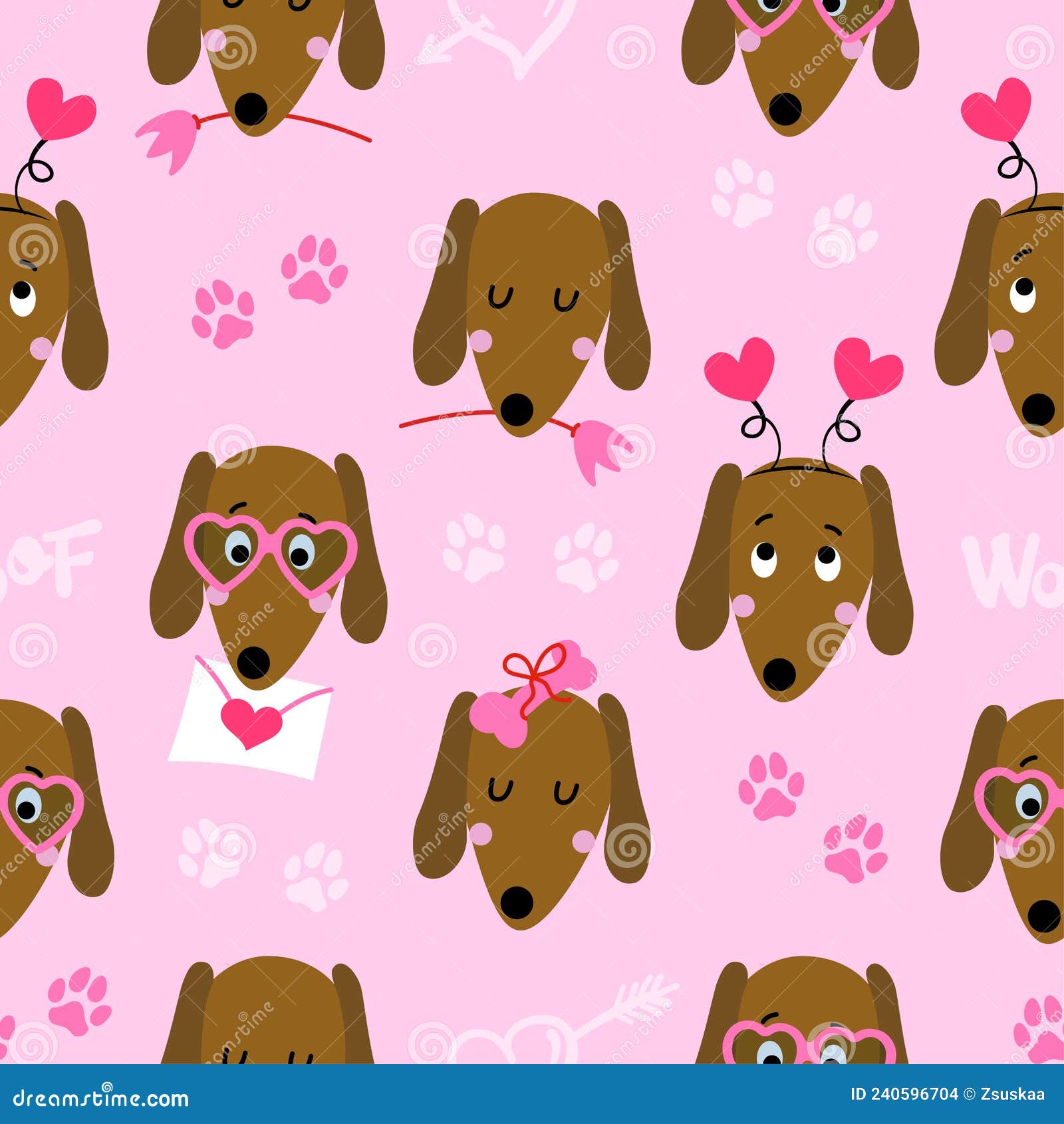 Dog Pattern Design with Several Dachshunds - Funny Hand Drawn Doodle ...