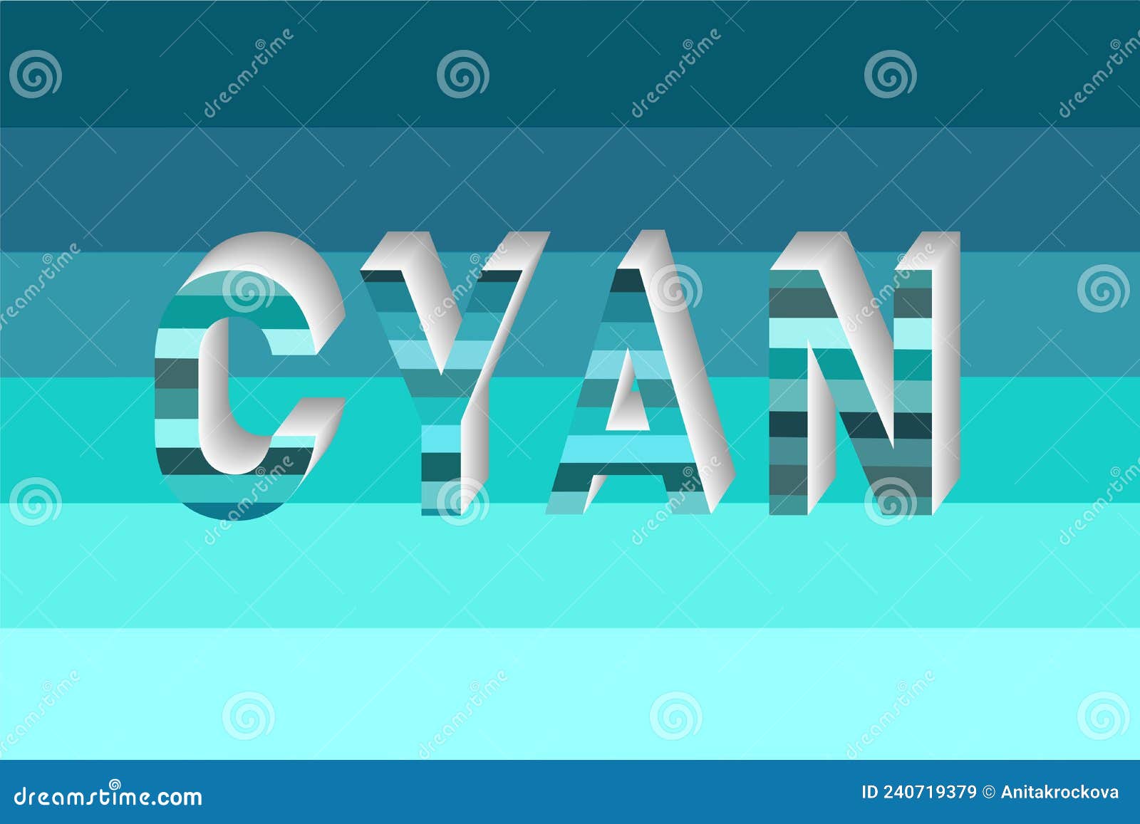 Color Pallete . Name of Cyan Color, 3D Illustration Stock Vector ...
