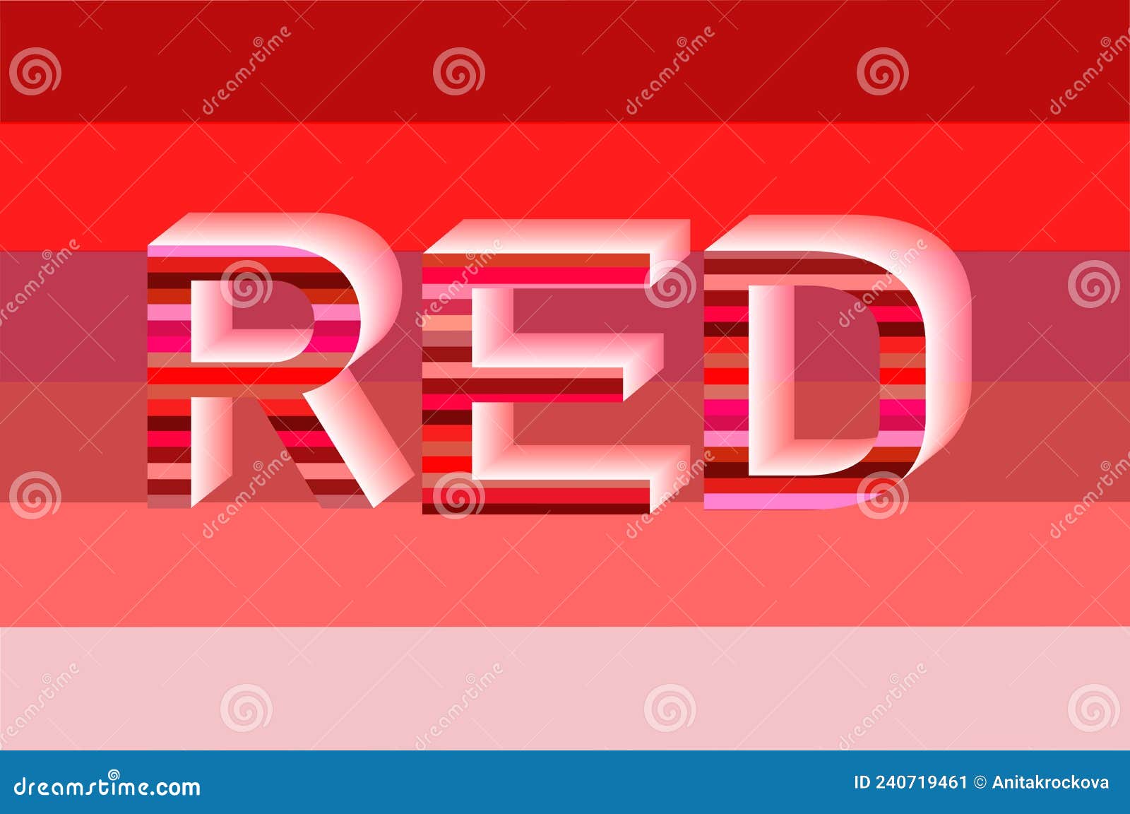 Color Pallete . Name of Red Color, 3D Illustration Stock Vector ...