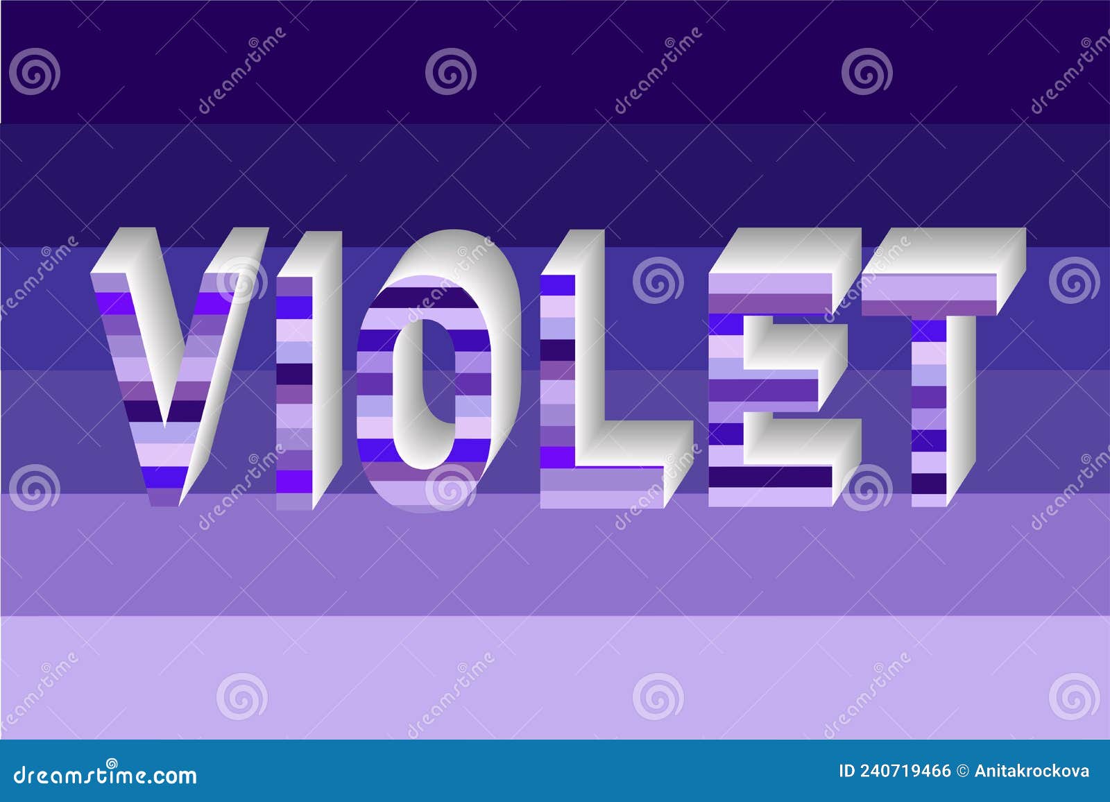 Color Pallete . Name of Violet Color, 3D Illustration Stock Vector ...