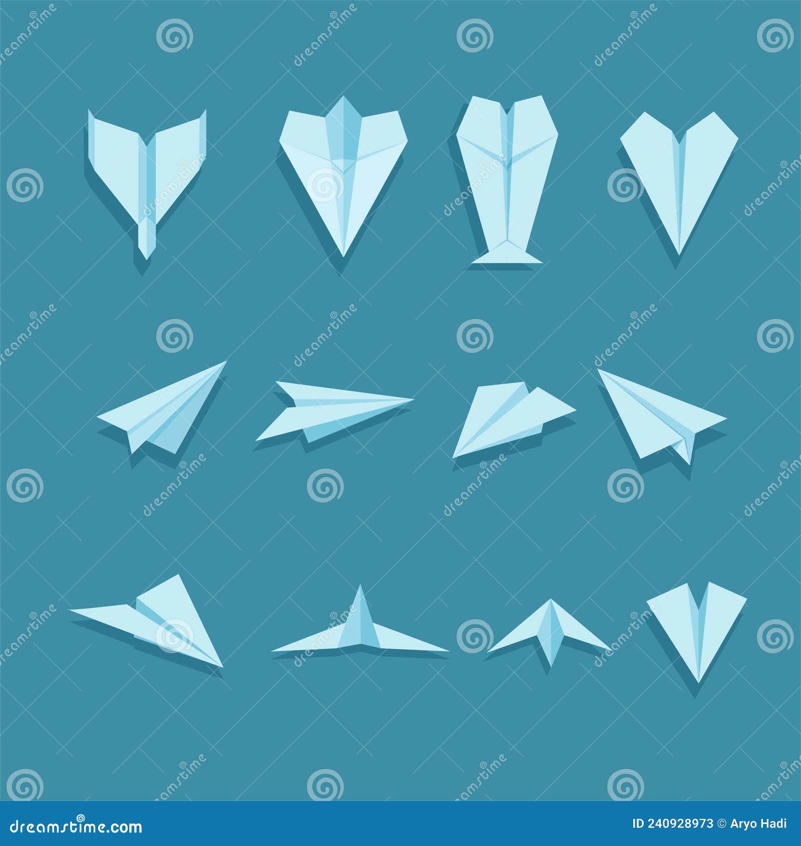 Airplane Paper Origami Icon Collection Set Illustration Vector Stock ...