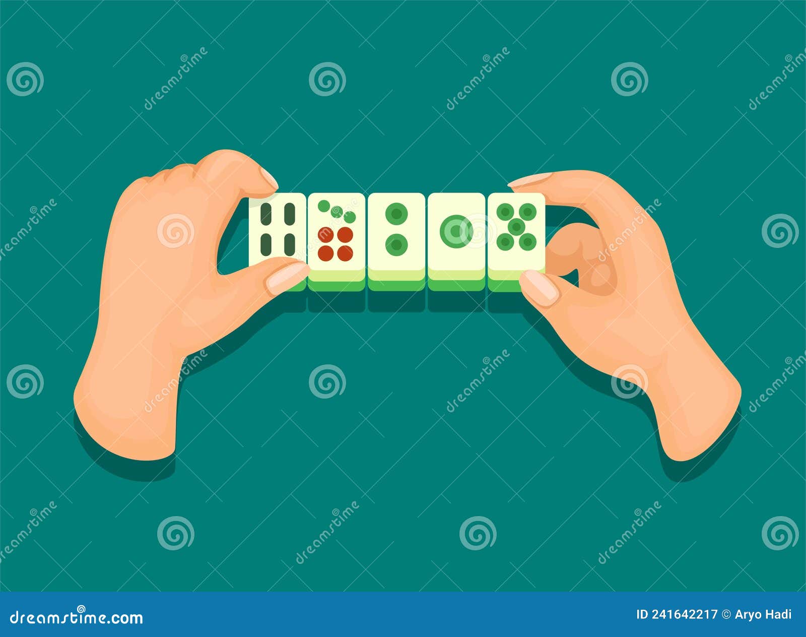 Hand Playing Mahjong Symbol Cartoon Illustration Vector Stock Vector ...