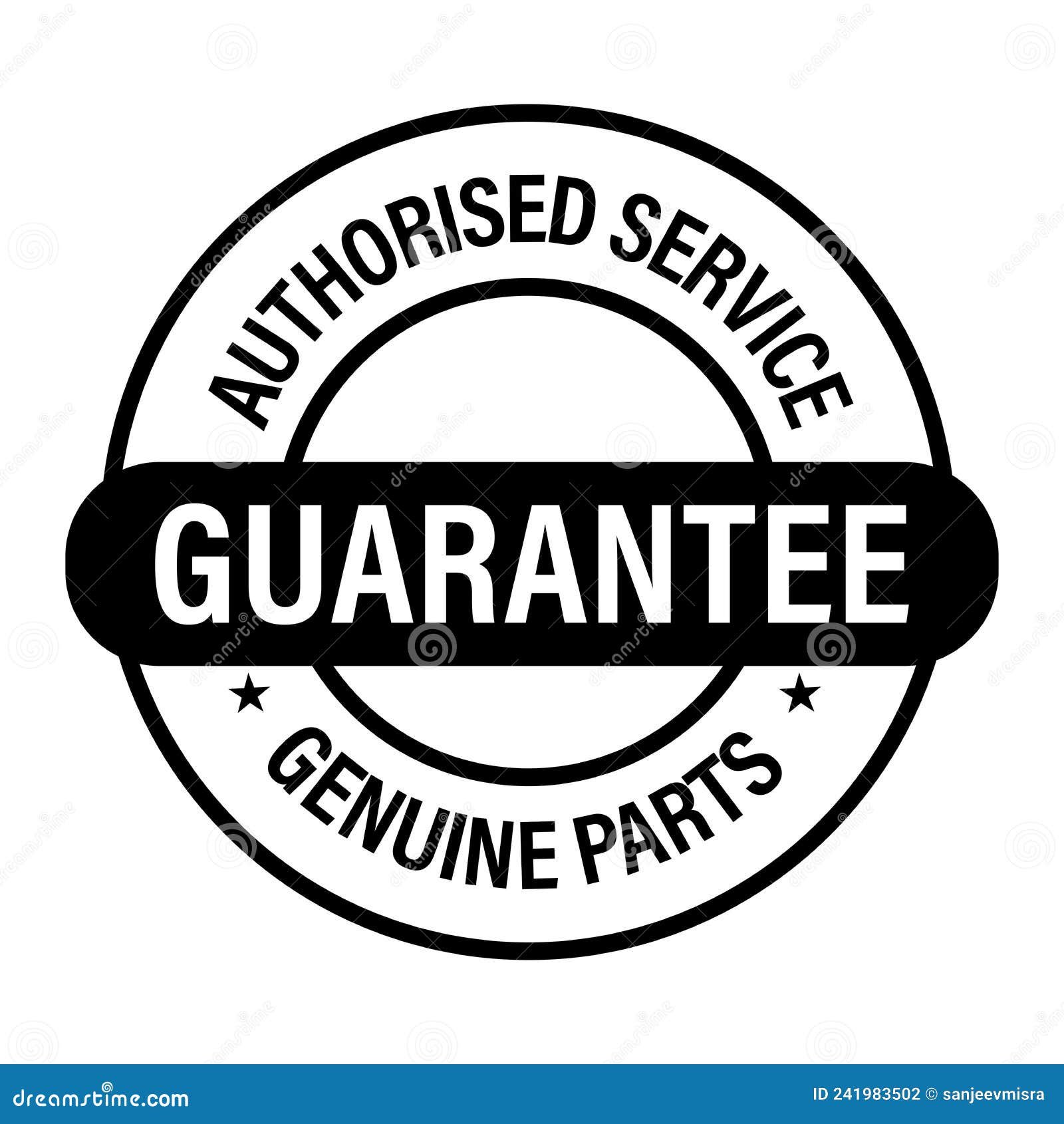 Authorised Service, Genuine Parts Guarantee Vector Icon Stock Vector ...