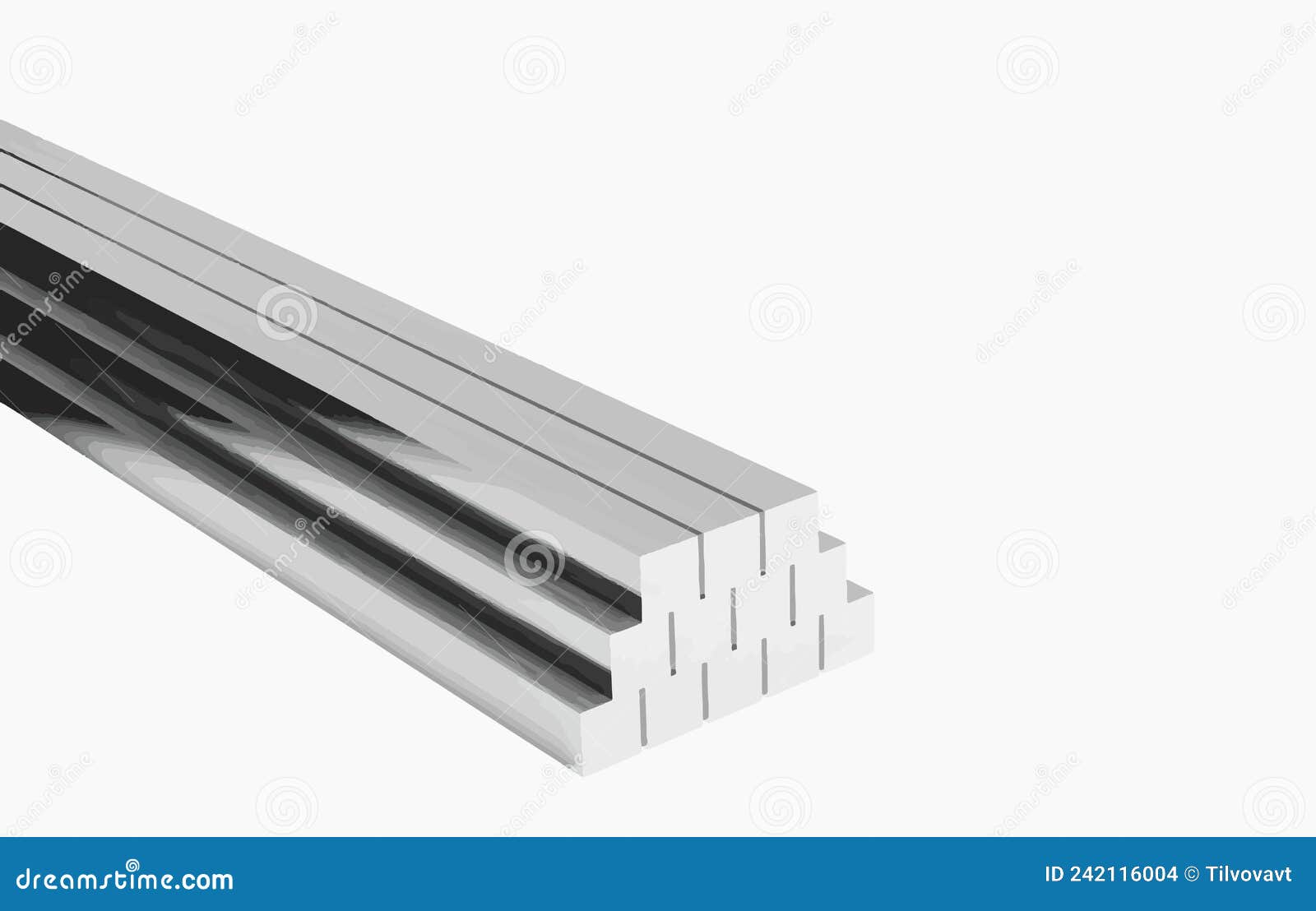Stacked Metal Rods Isolated on White Background. Vector Illustration ...