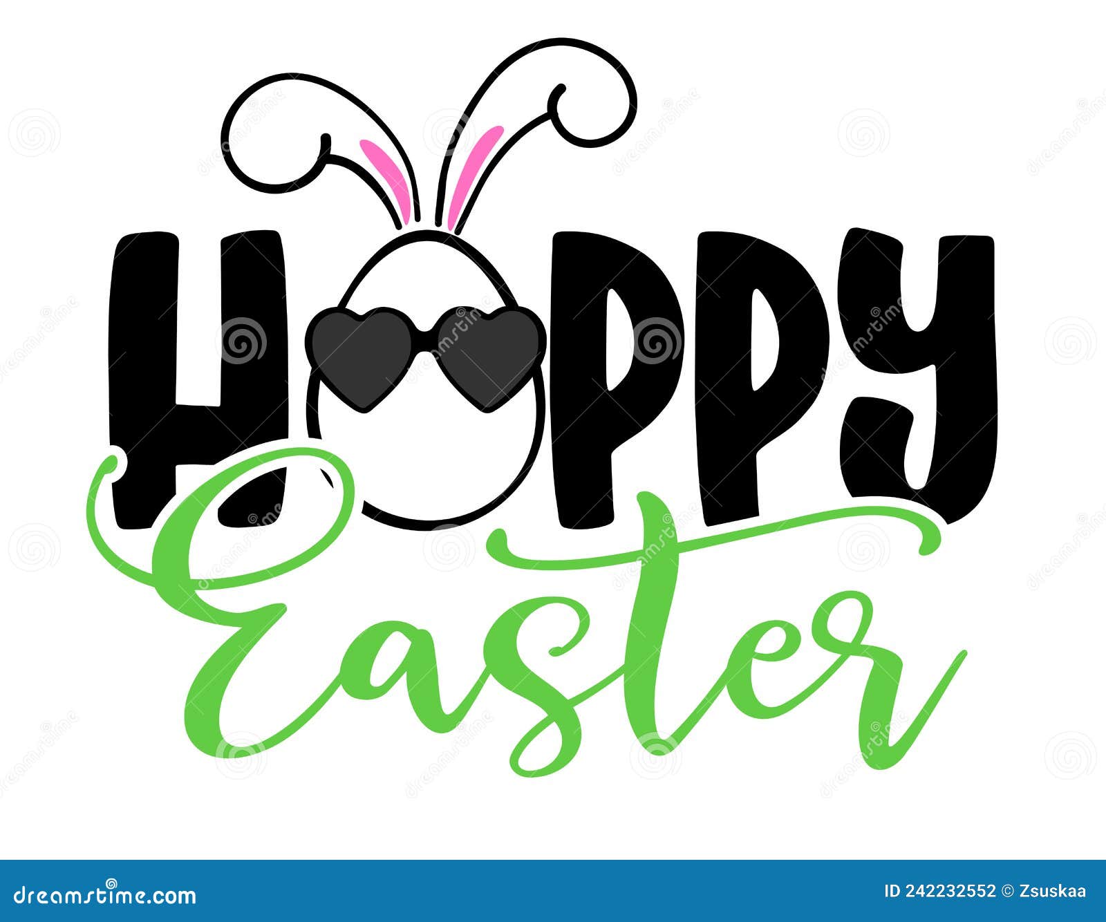 Hoppy Easter - Hand Drawn Modern Calligraphy Design Vector Illustration ...