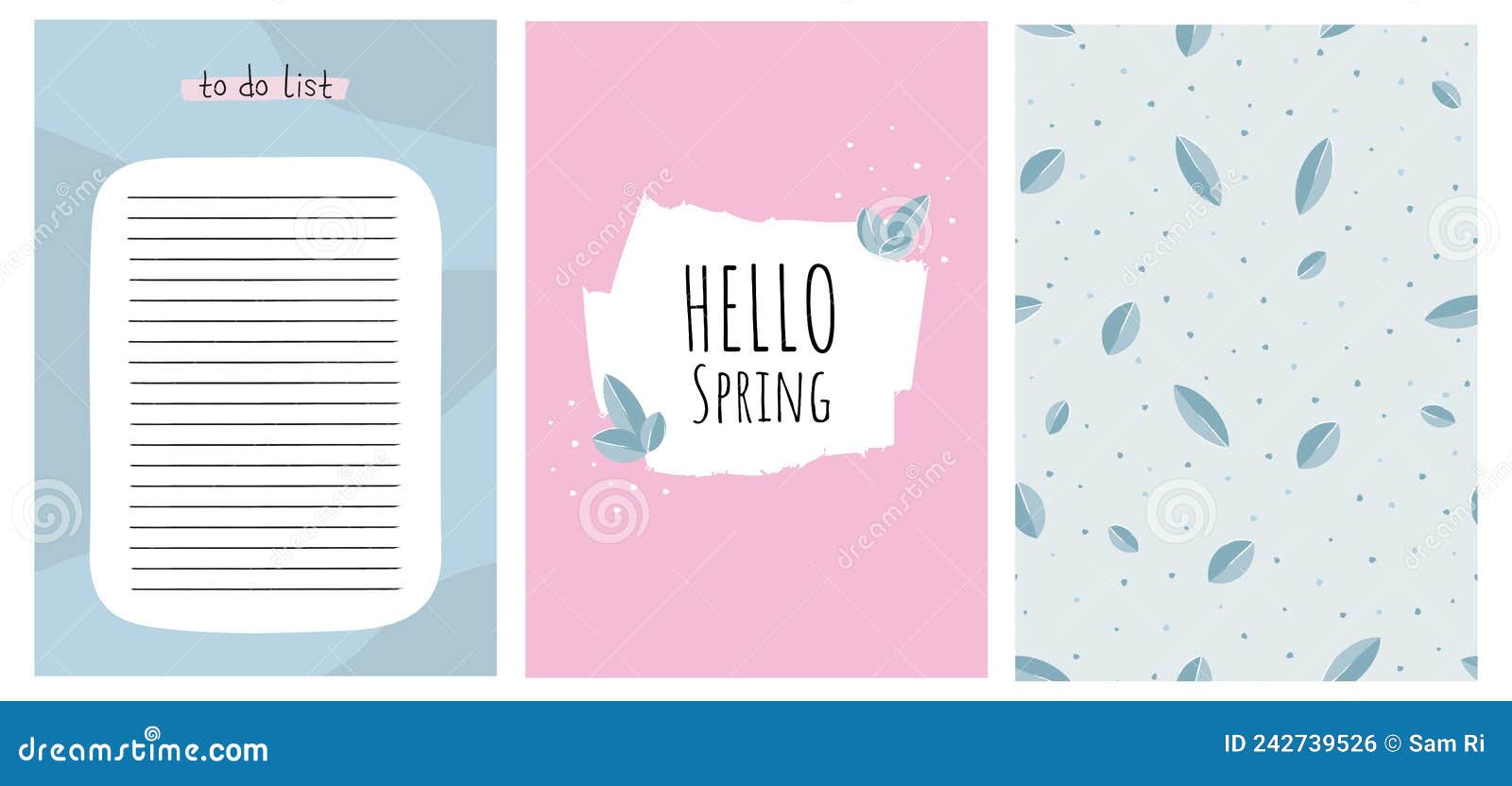 Spring Diary Set. To Do List, Poster Hello Spring, Pattern with Leaves ...