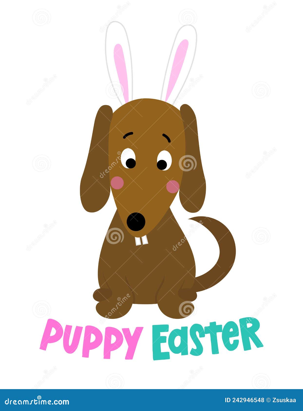 Puppy Easter - Doodle Draw Funny Bunny Dog. Stock Vector - Illustration ...