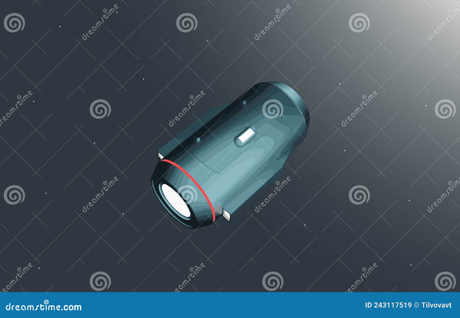 Sci-fi Style Space Capsule in Open Space.Vector Illustration. Stock ...