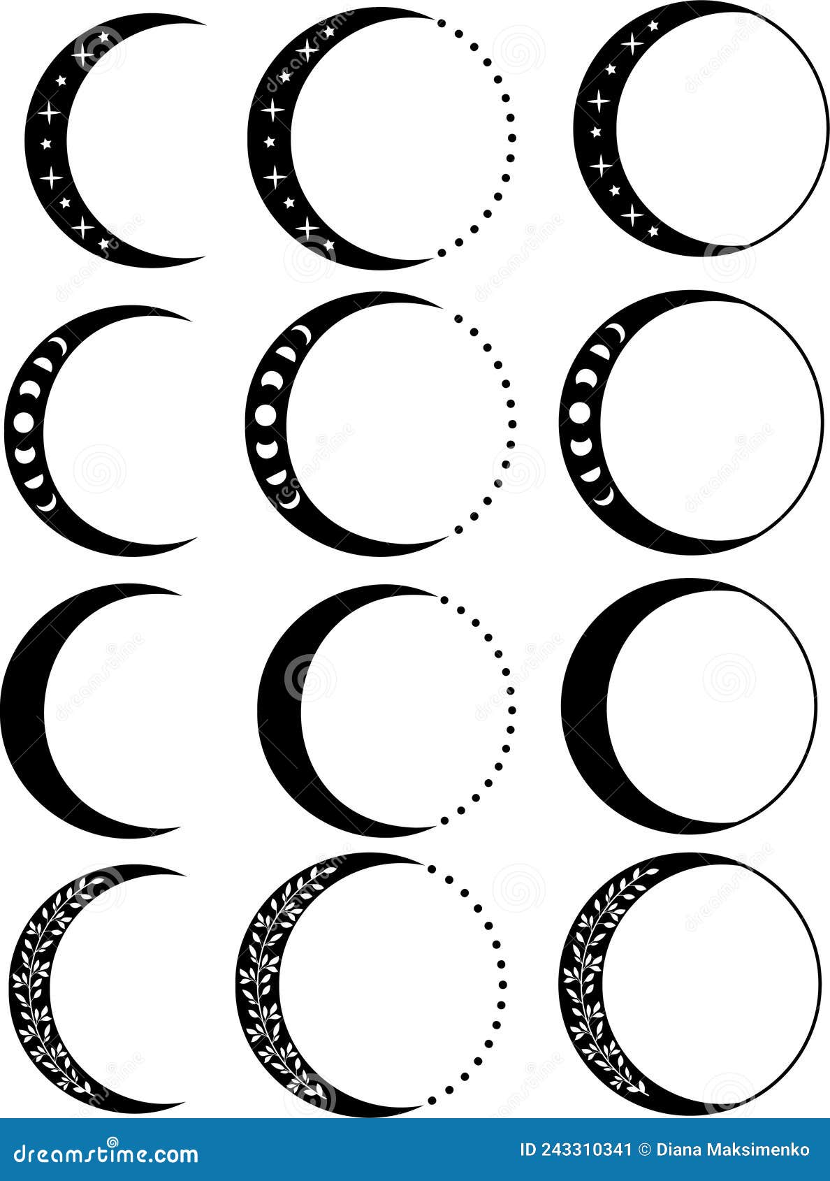 Moon frame in 12 design stock vector. Illustration of crescent - 243310341