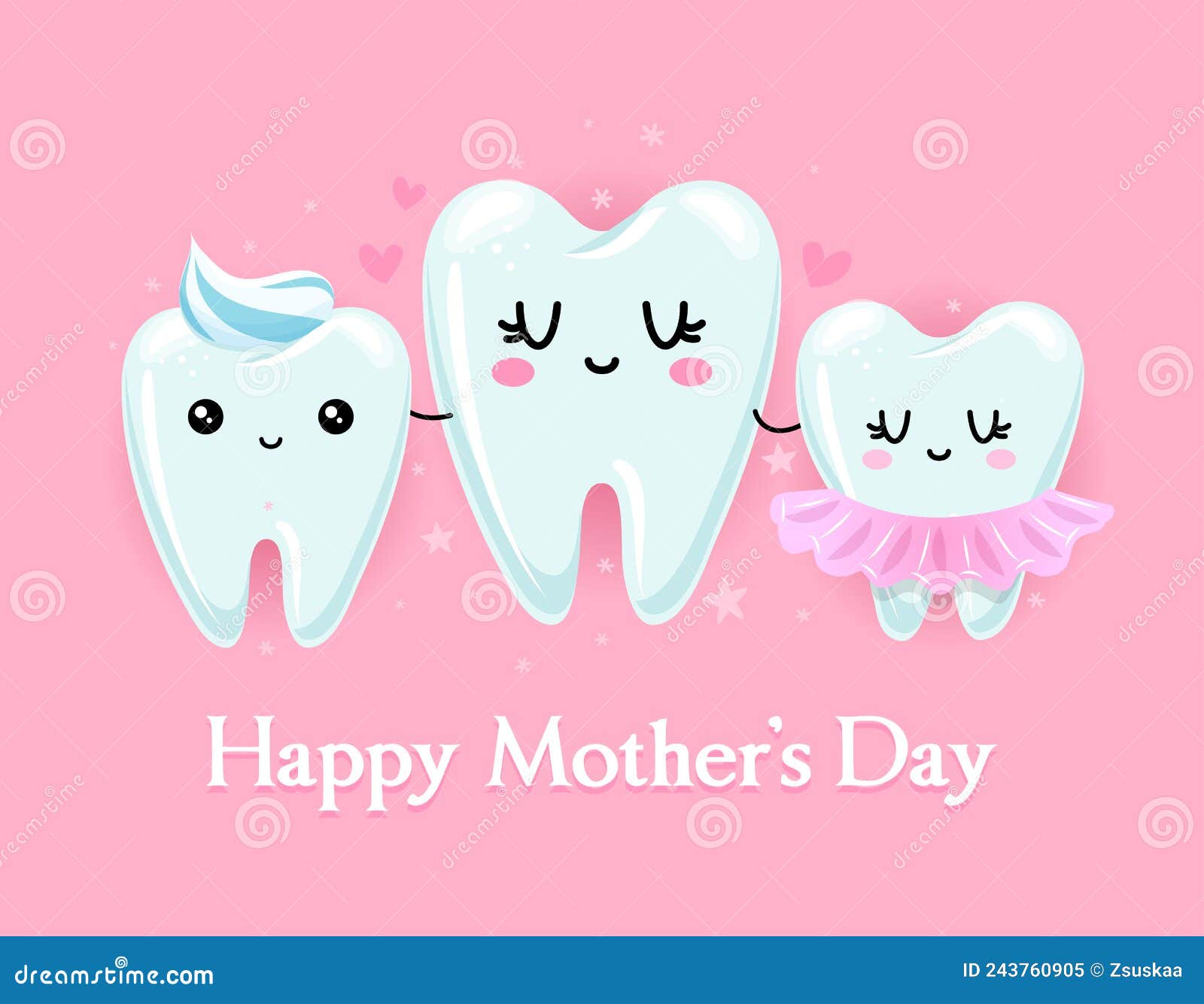 Tooth Family Logo Template. Dental Cartoon Character Vector Design ...