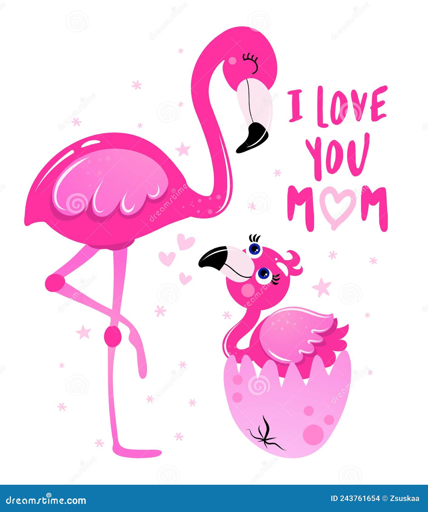 I Love You Mom - Mother`s Day Hand Drawn Illustration with Mom and Baby ...