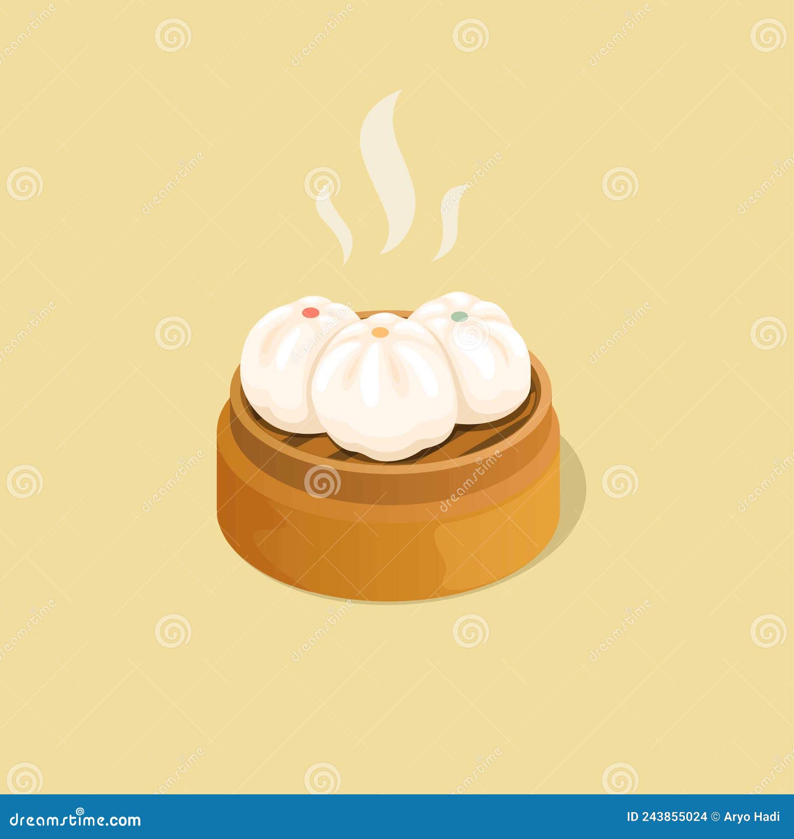 Bapao Chinese Food Snack Symbol Cartoon Illustration Vector Stock ...