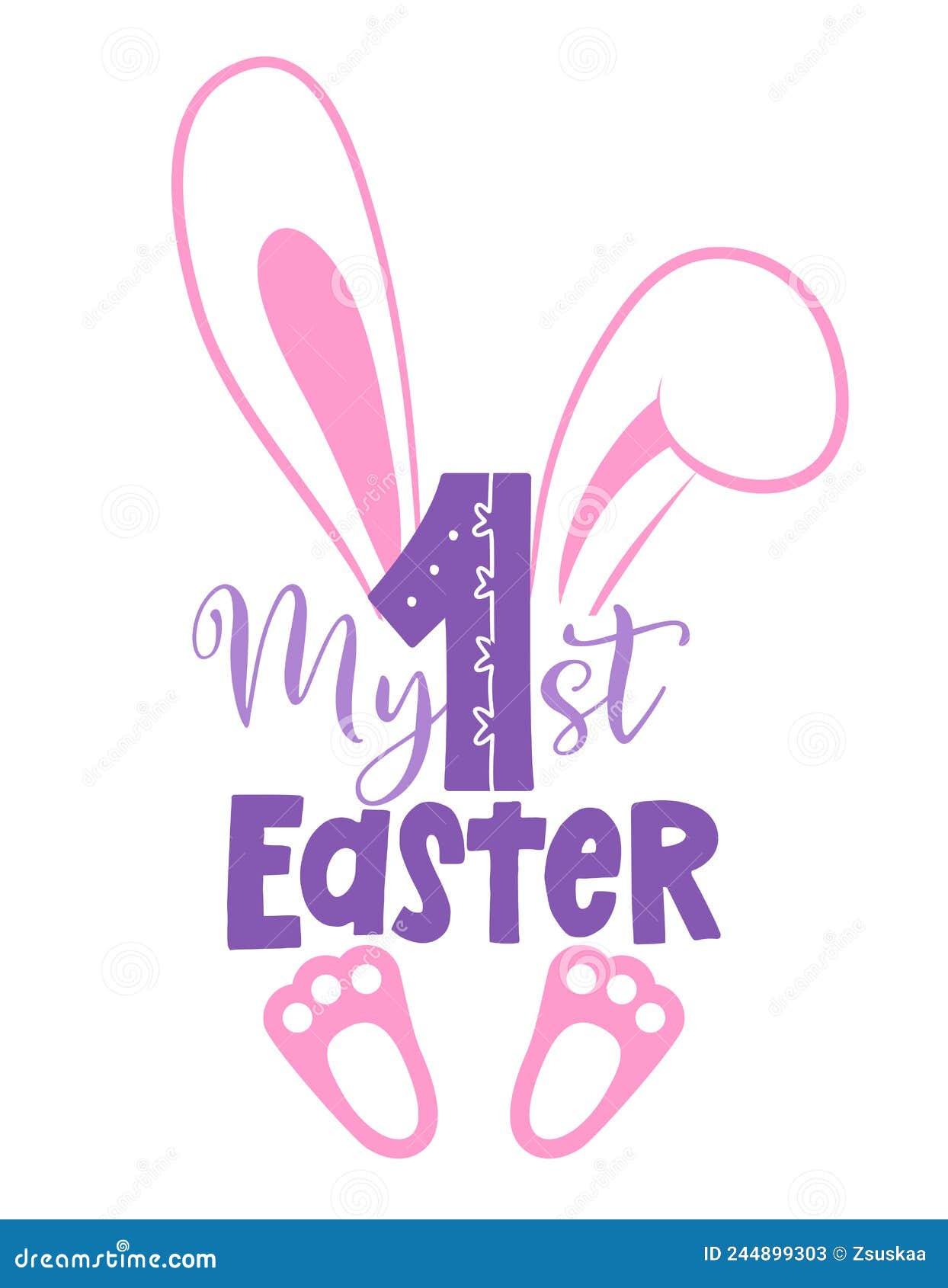 My First Easter - Happy Easter Day Lettering Greeting Card Set. Stock ...