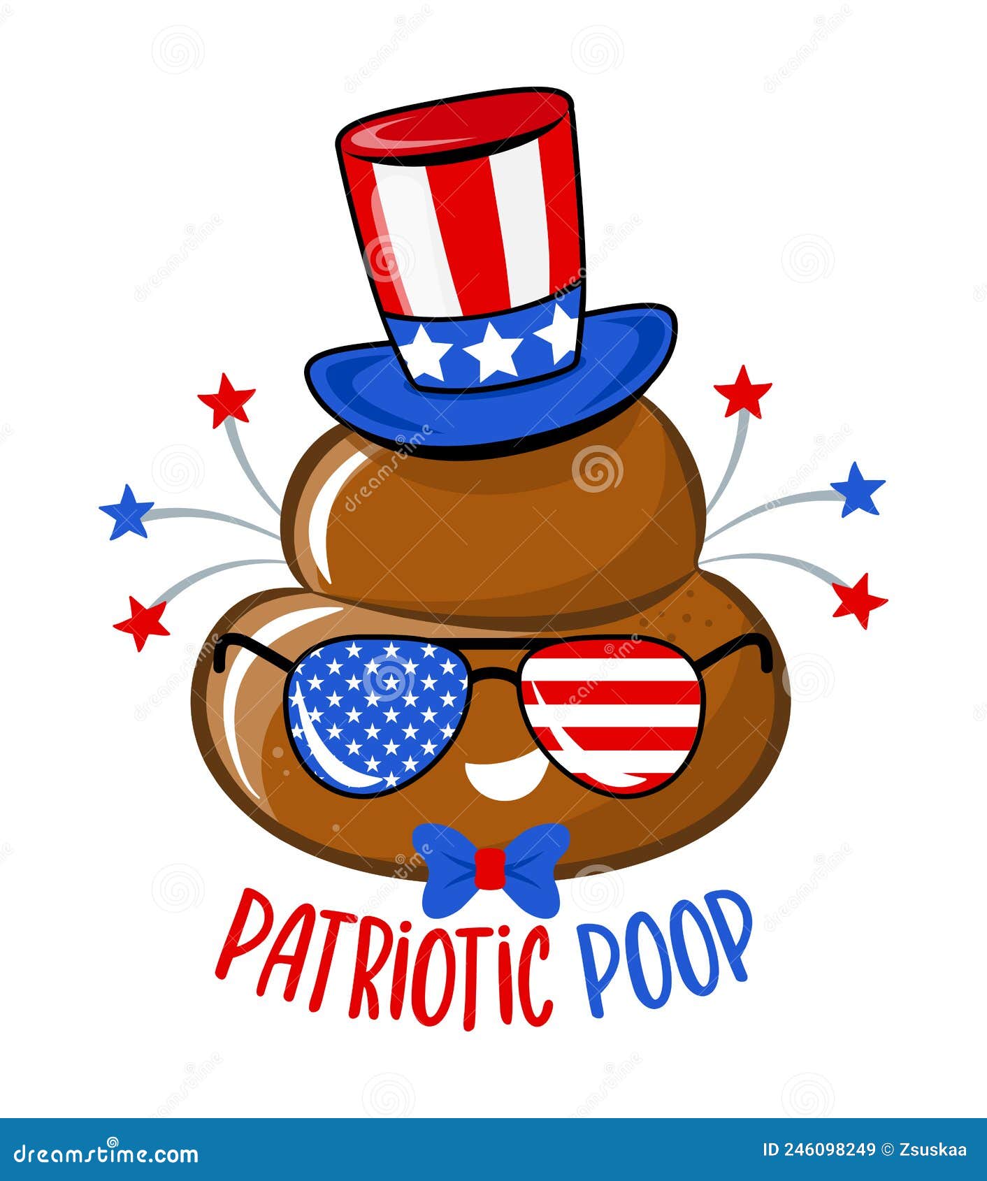 Partiotic Poop - Cute Smiling Happy Poop with Lincoln Hat. Vector ...