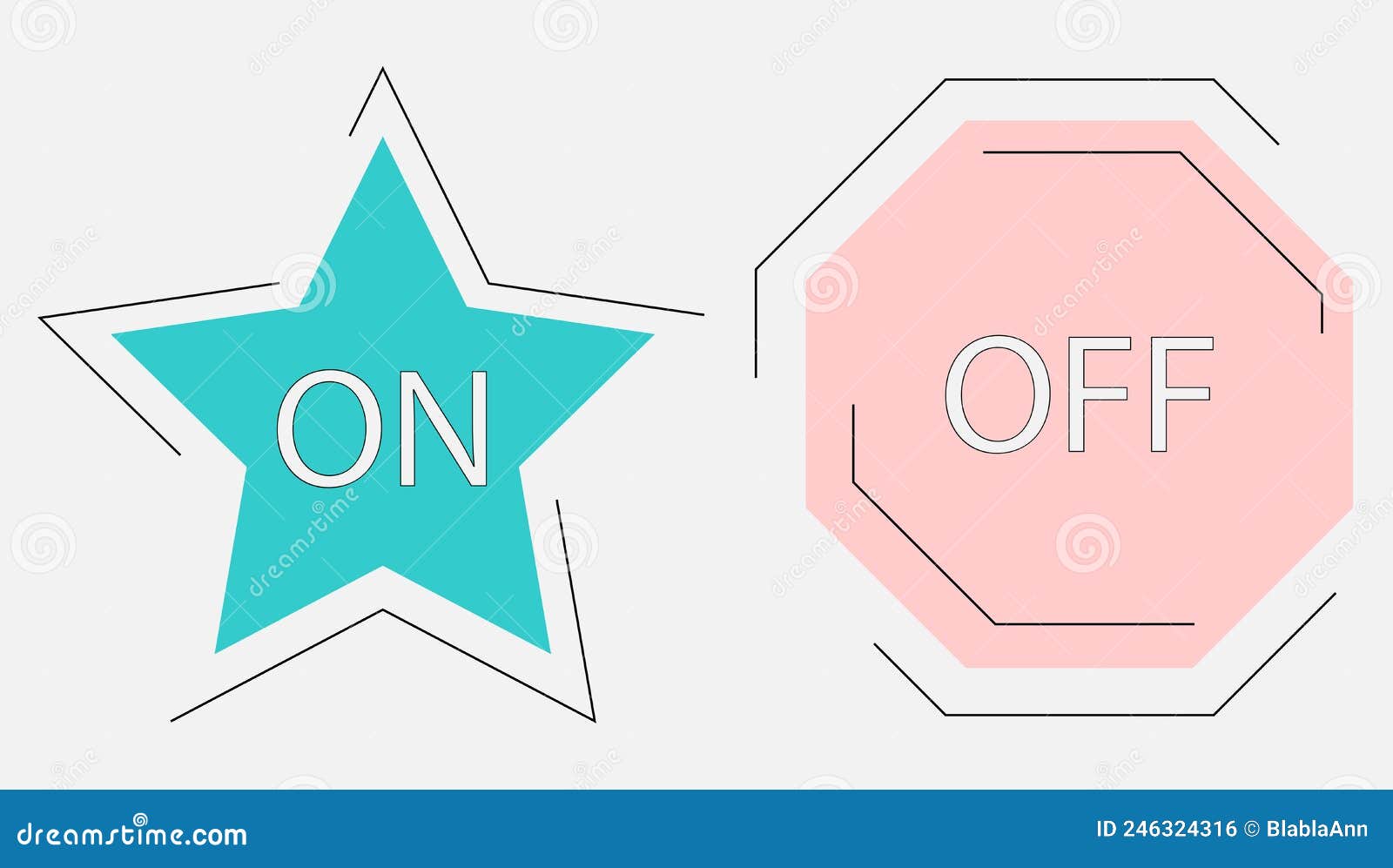 Vector Signs on and Off in Geometric Shapes â„–2 Stock Vector ...