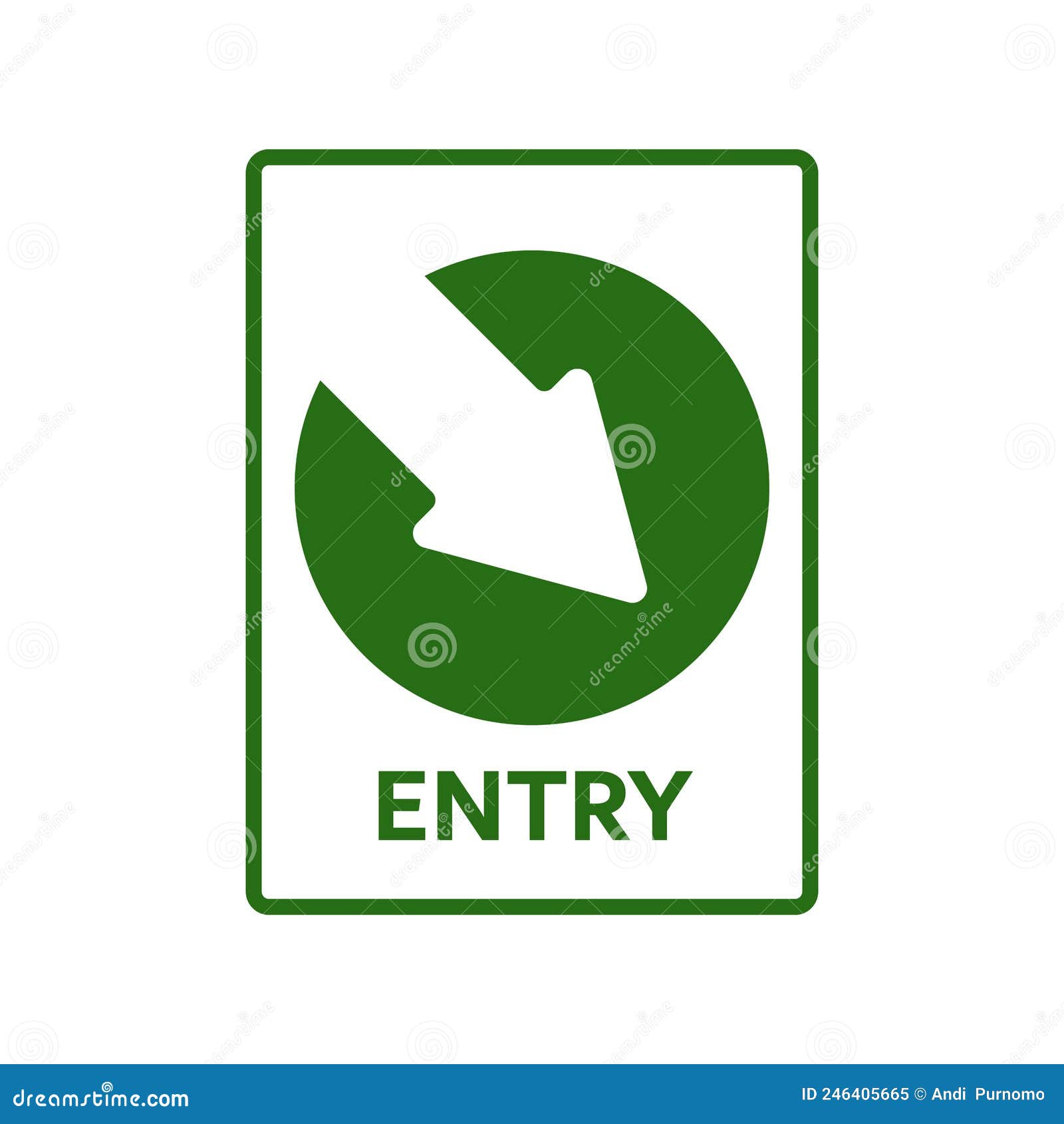 Print Ready Rectangle Green Arrow Entry or Entrance Sign Stock Vector ...
