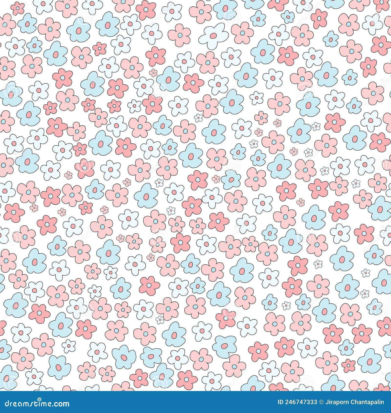 Pink and Blue Flowers Seamless Pattern Stock Vector - Illustration of ...