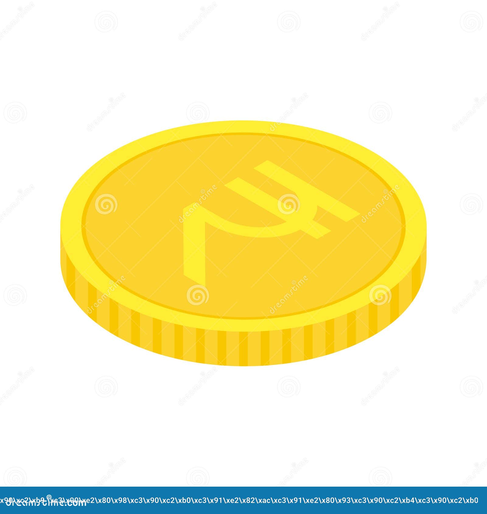 Gold Indian Rupee Coin. Isometric Golden Money Icon. INR Symbol Stock ...