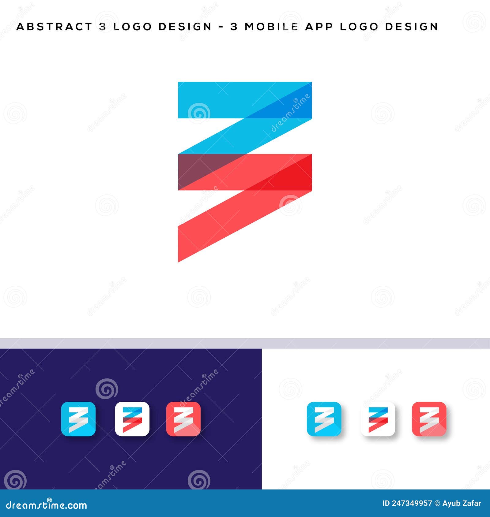 Abstract 3 Logo Design - 3 Mobile App Logo Design Stock Vector ...