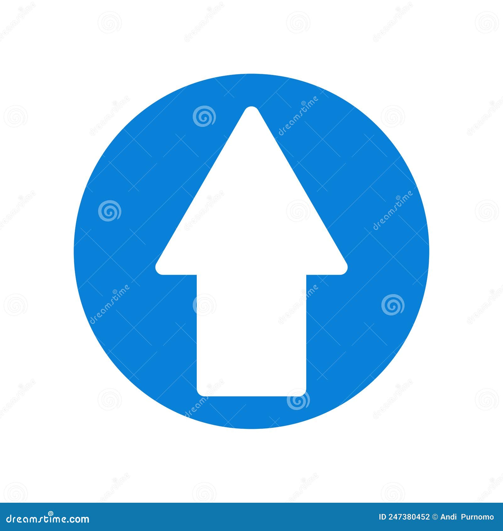 Up Direction Blue Arrow in Round Industrial Sign, Navigation Label ...