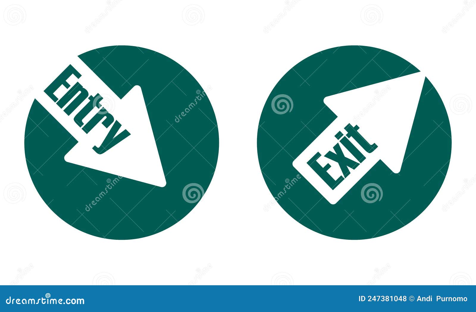 Printable Bundle Set of Round Green Directional Arrow Exit and Entry ...