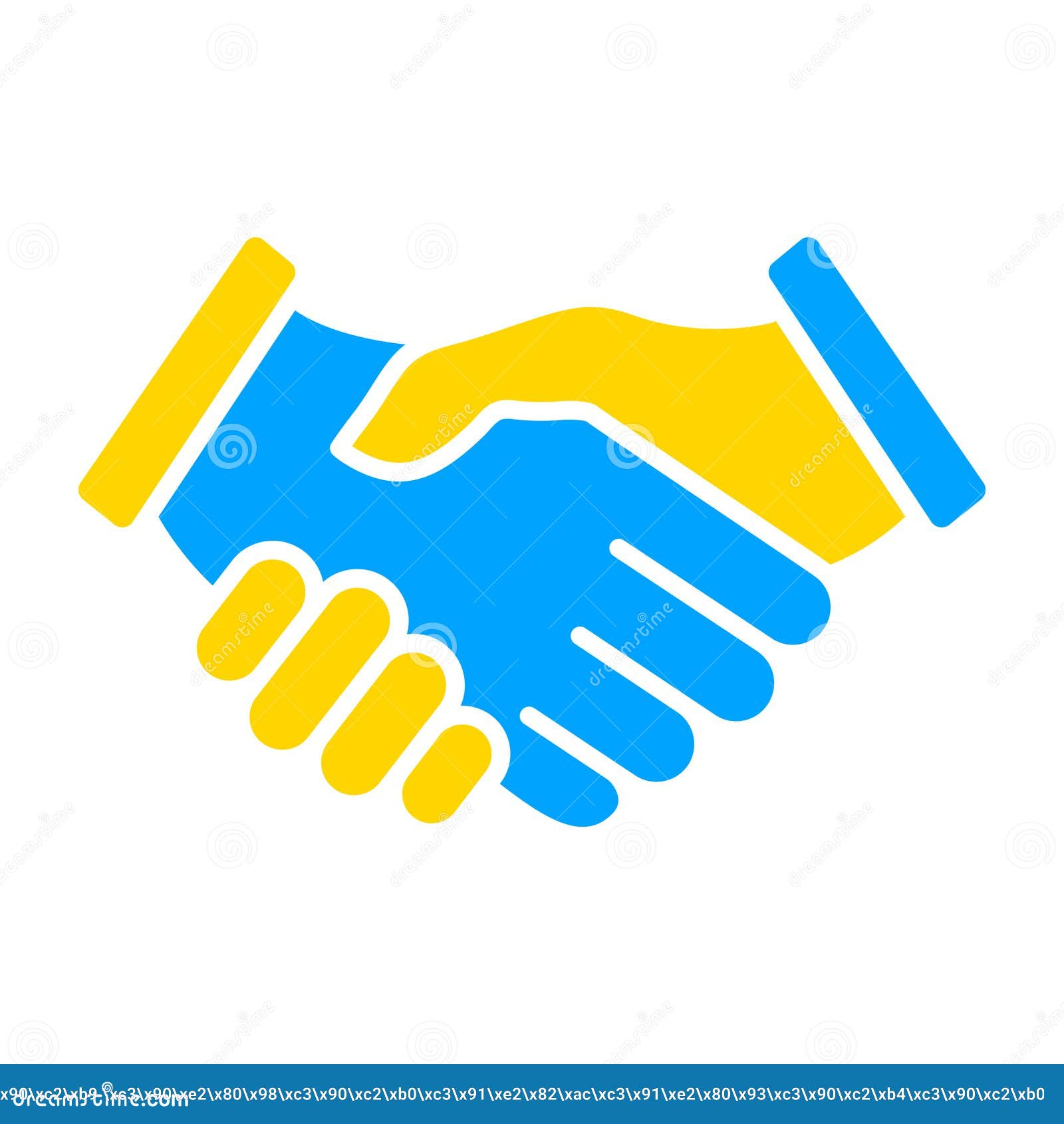 Handshake Icon. Yellow and Blue Arms Gesture. Ukrainian Agreement ...