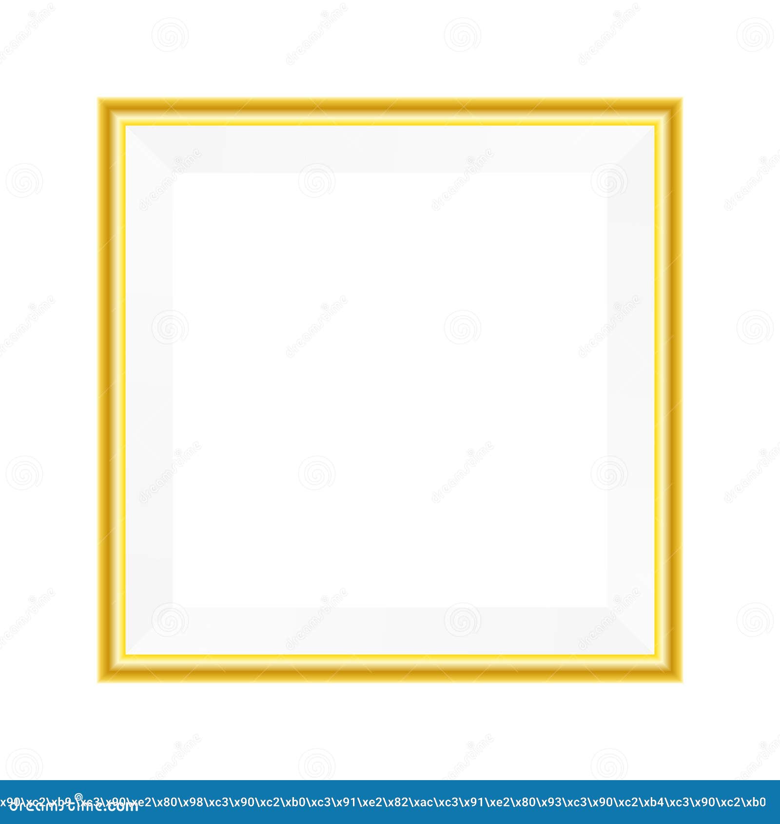 Photo Frame. Golden Square Mockup. Realistic Empty Yellow Photoframe ...