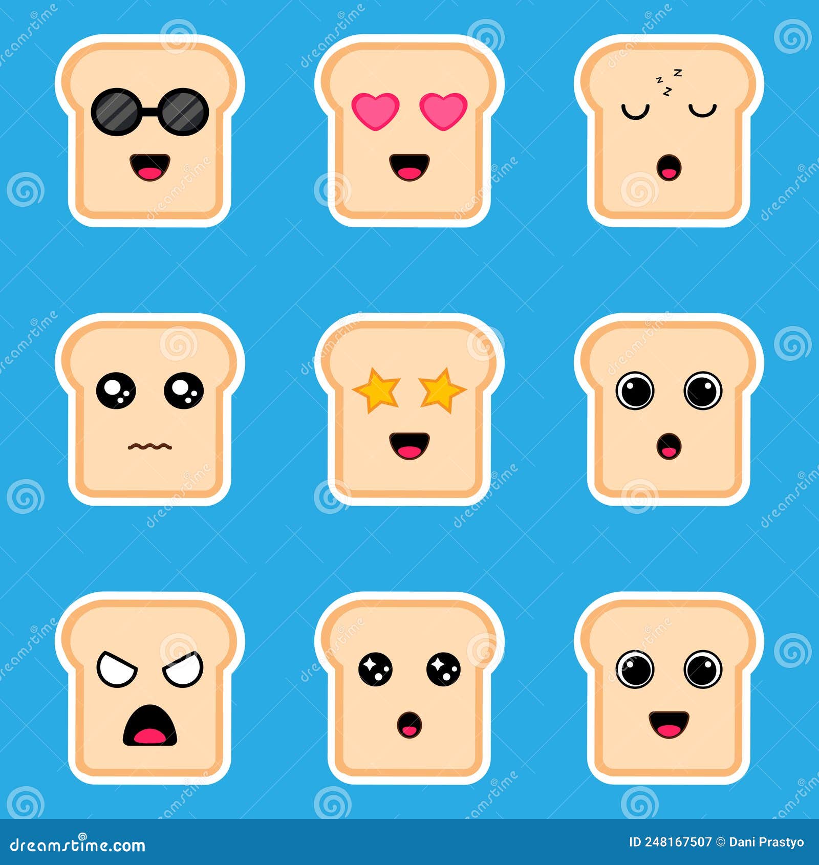 Illustration Vector of Bread Emoticon Set Stock Vector - Illustration ...
