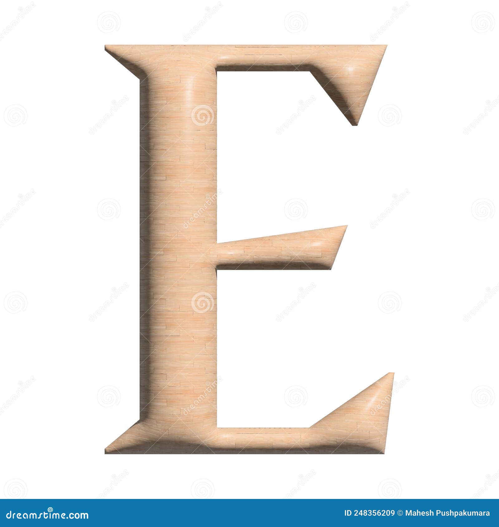 3D Wood Capital E Letter Illustration Stock Illustration - Illustration ...