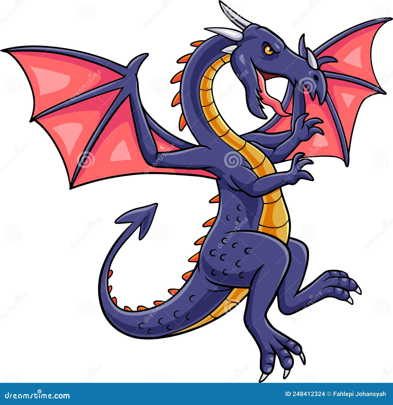 Angry Dragon Flying In The Fire. Cartoon Vector | CartoonDealer.com ...