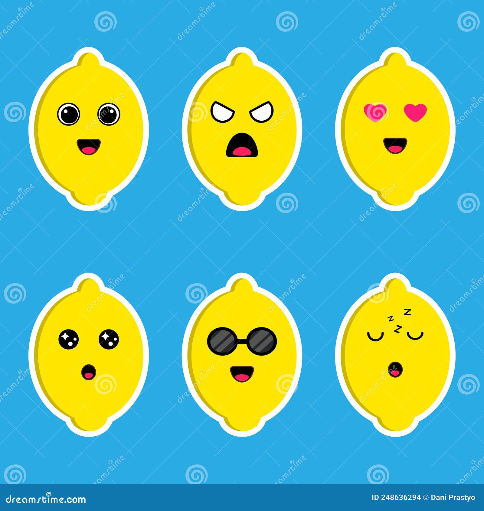 Lemon Cartoon Character Emoticon Set Stock Vector - Illustration of ...