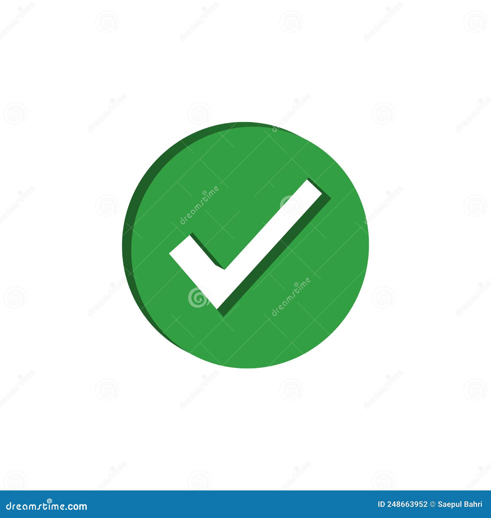 3d Green Check Mark Button Icon Stock Vector - Illustration of button ...