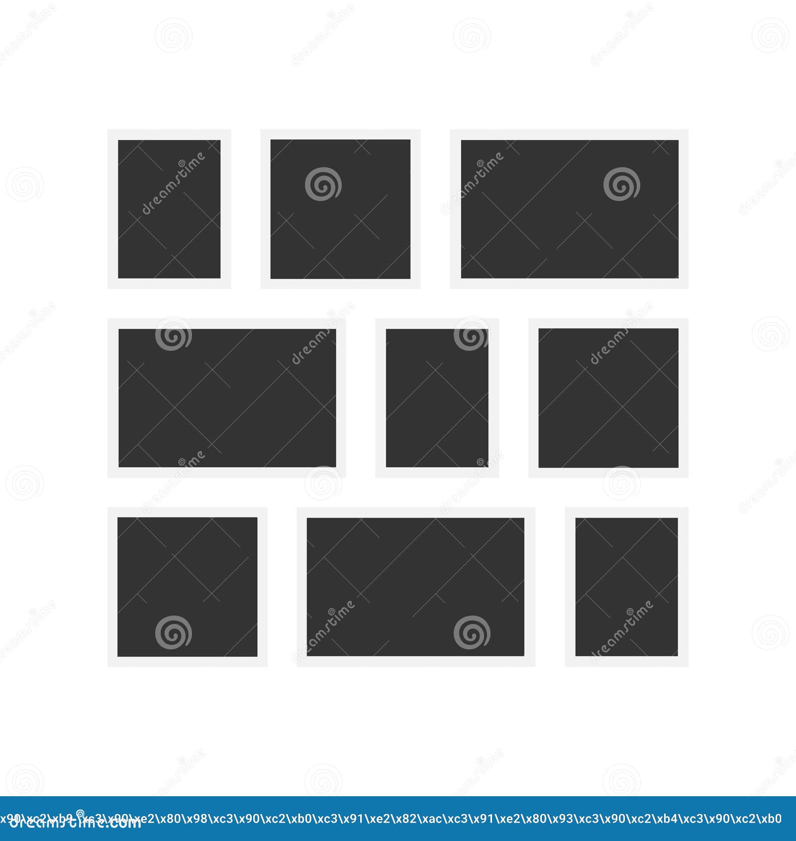 Photo Frames Collage. Realistic Empty Frame Mockup Set on Wall Stock ...