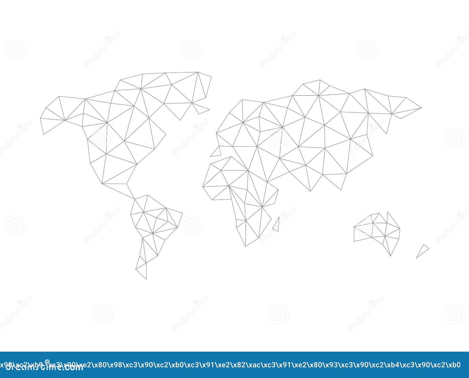World Map With Connected Triangular Shapes. Low Poly Continents Line ...