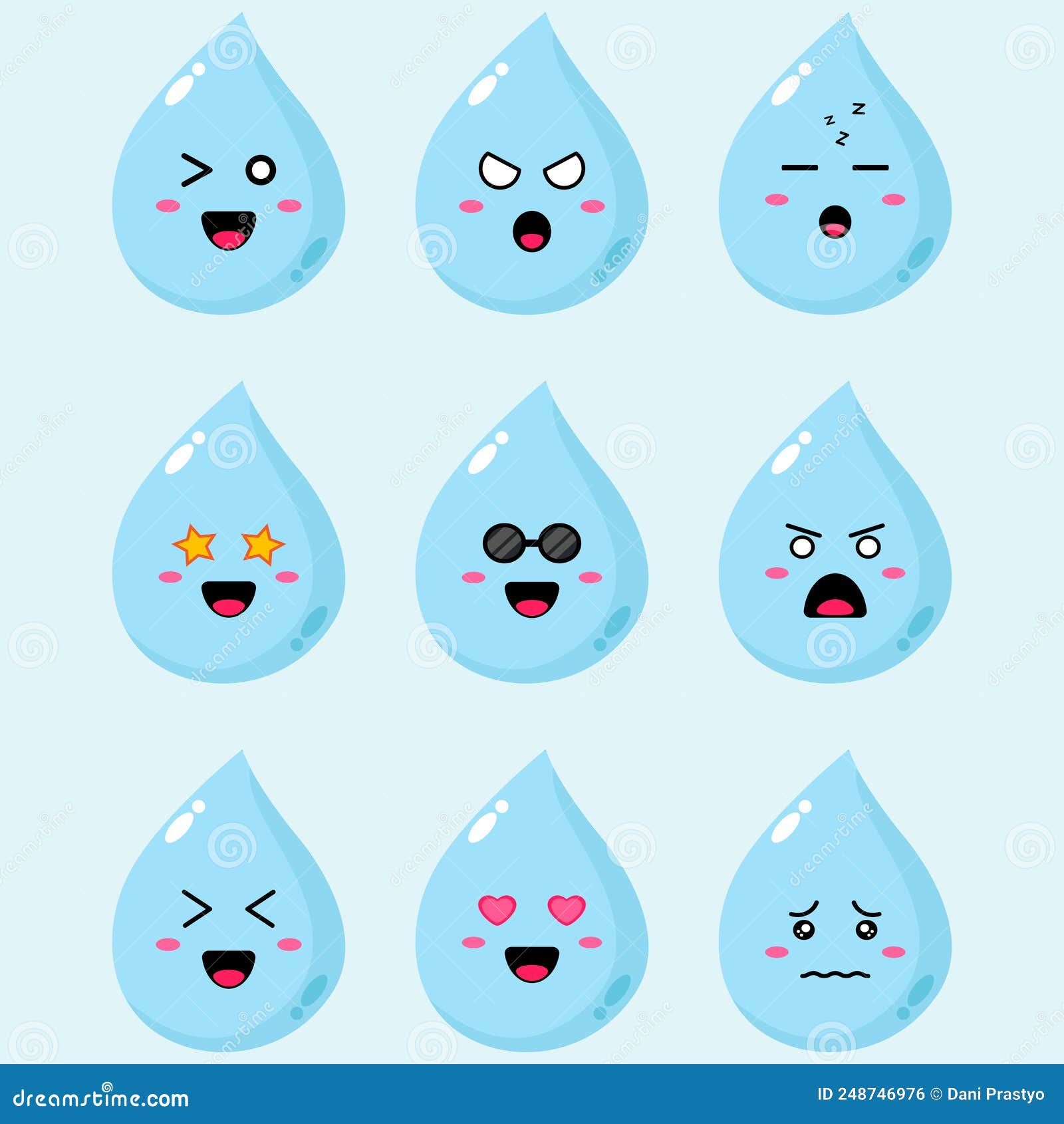 Water Drop Cartoon Character Emoticon Stock Vector - Illustration of ...