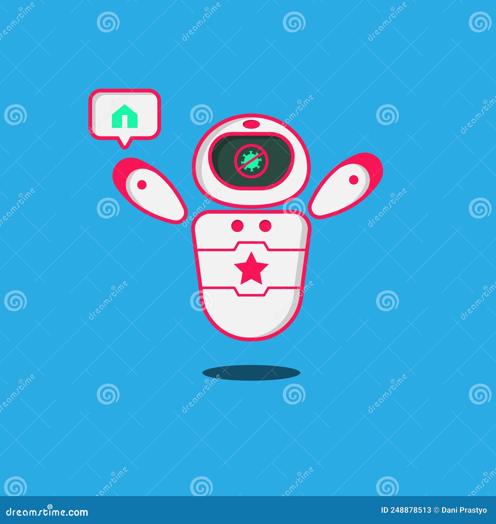 Flying Robot Mascot Cartoon Character Stock Vector - Illustration of ...