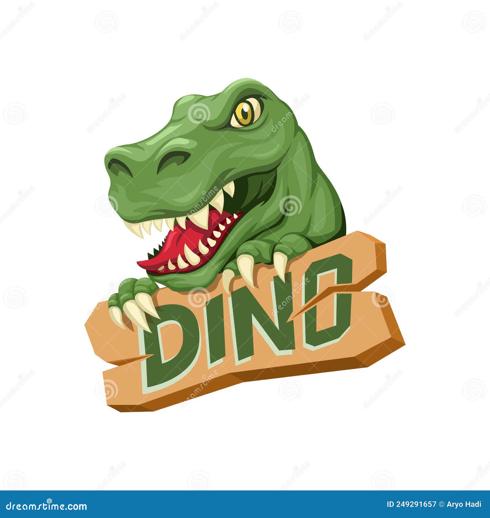 Dinosaur Holding Sign Board Mascot. Prehistoric Animal Symbol Cartoon ...