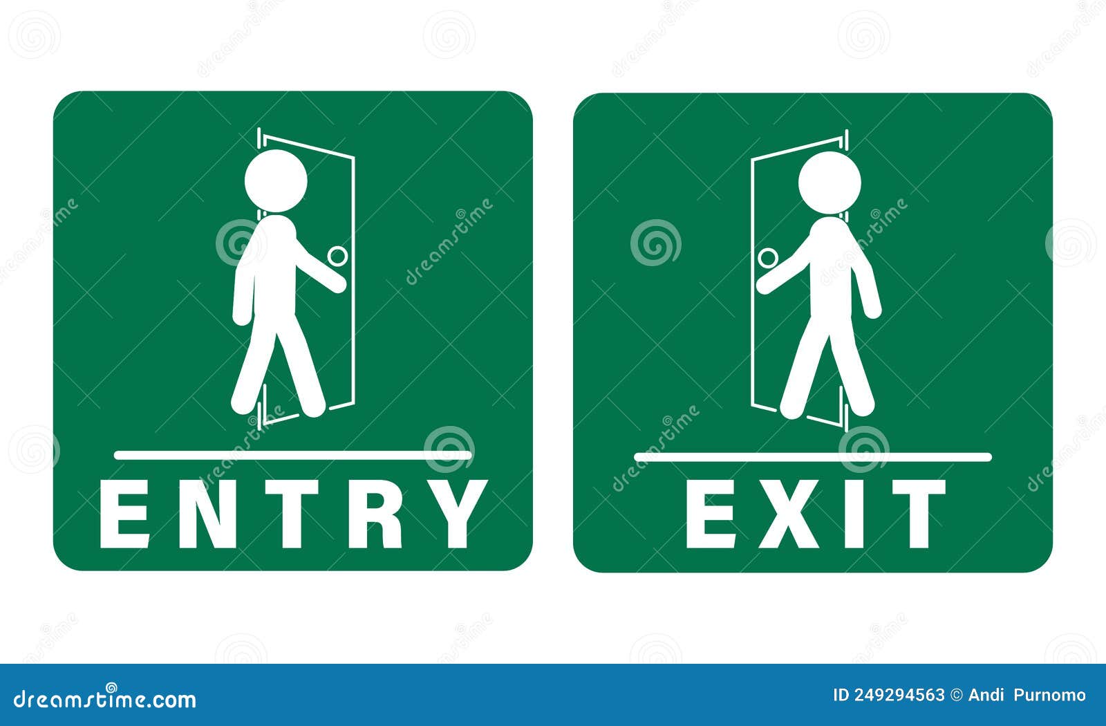 Entry and Exit Green Square Sign. Label Sticker Design Illustration of ...