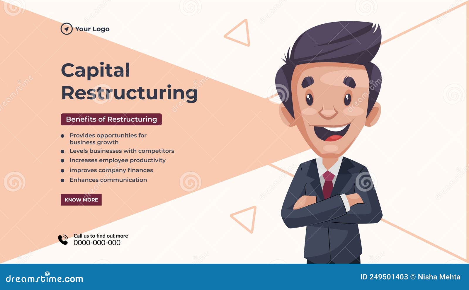 Capital Restructuring Portrait Template Design Cartoon Vector ...