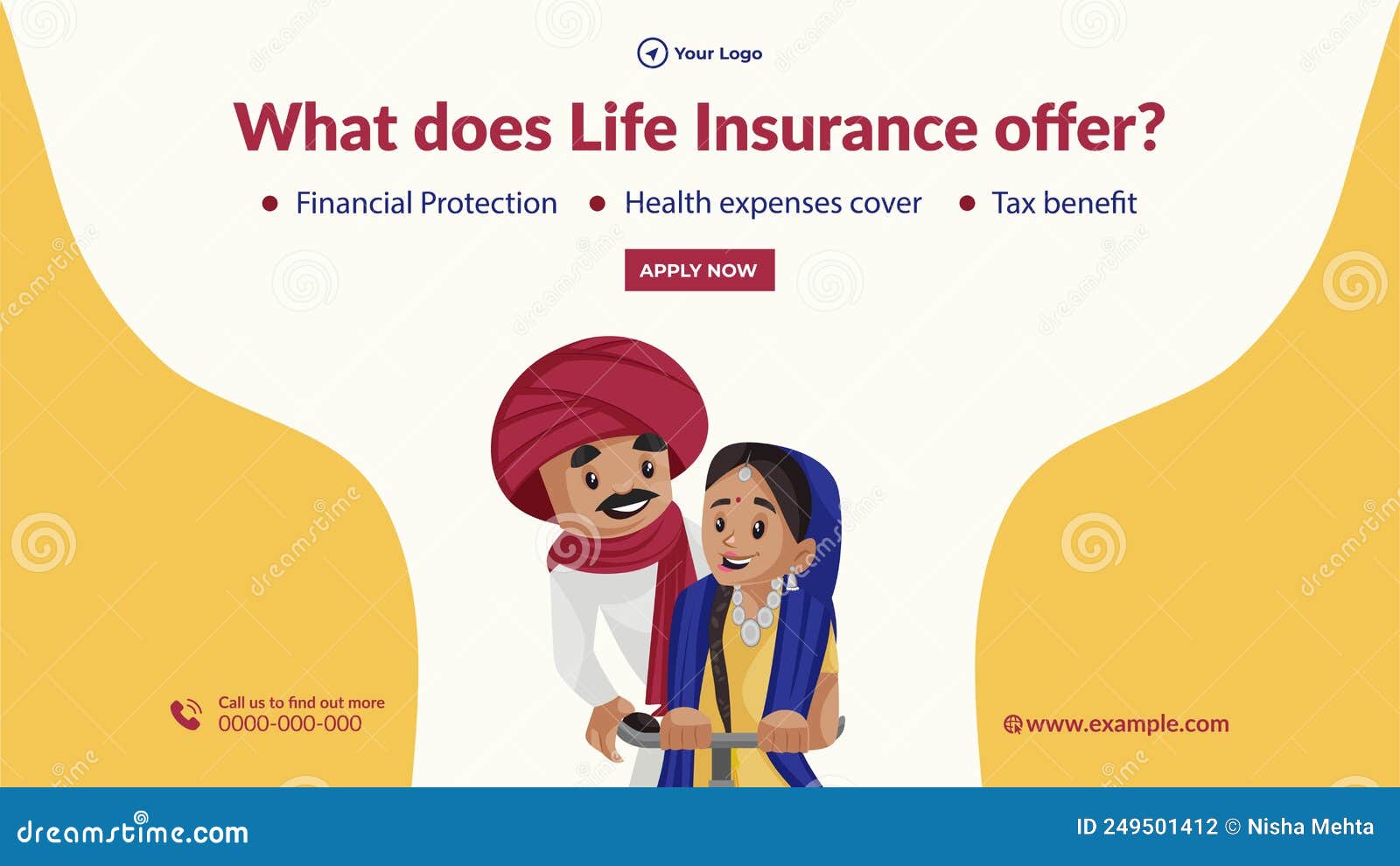 Life Insurance Offer Landscape Banner Design Stock Vector ...