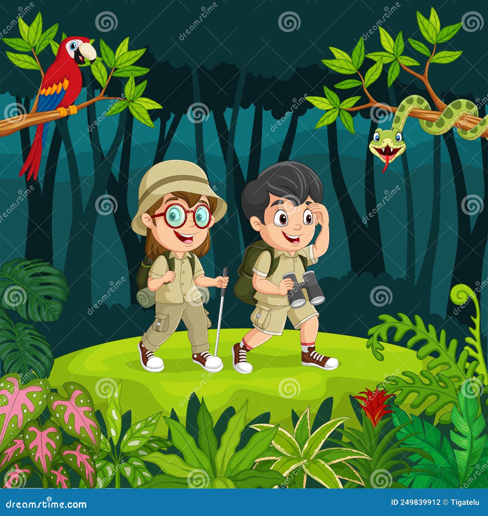 Cartoon Explorer Looking At A Map. | CartoonDealer.com #100795103