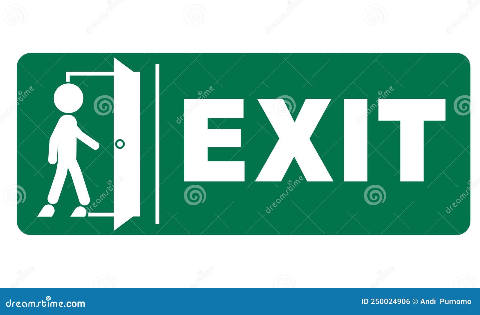 Rectangle White Green Exit Doorway Sign with Illustration of Stick Man ...