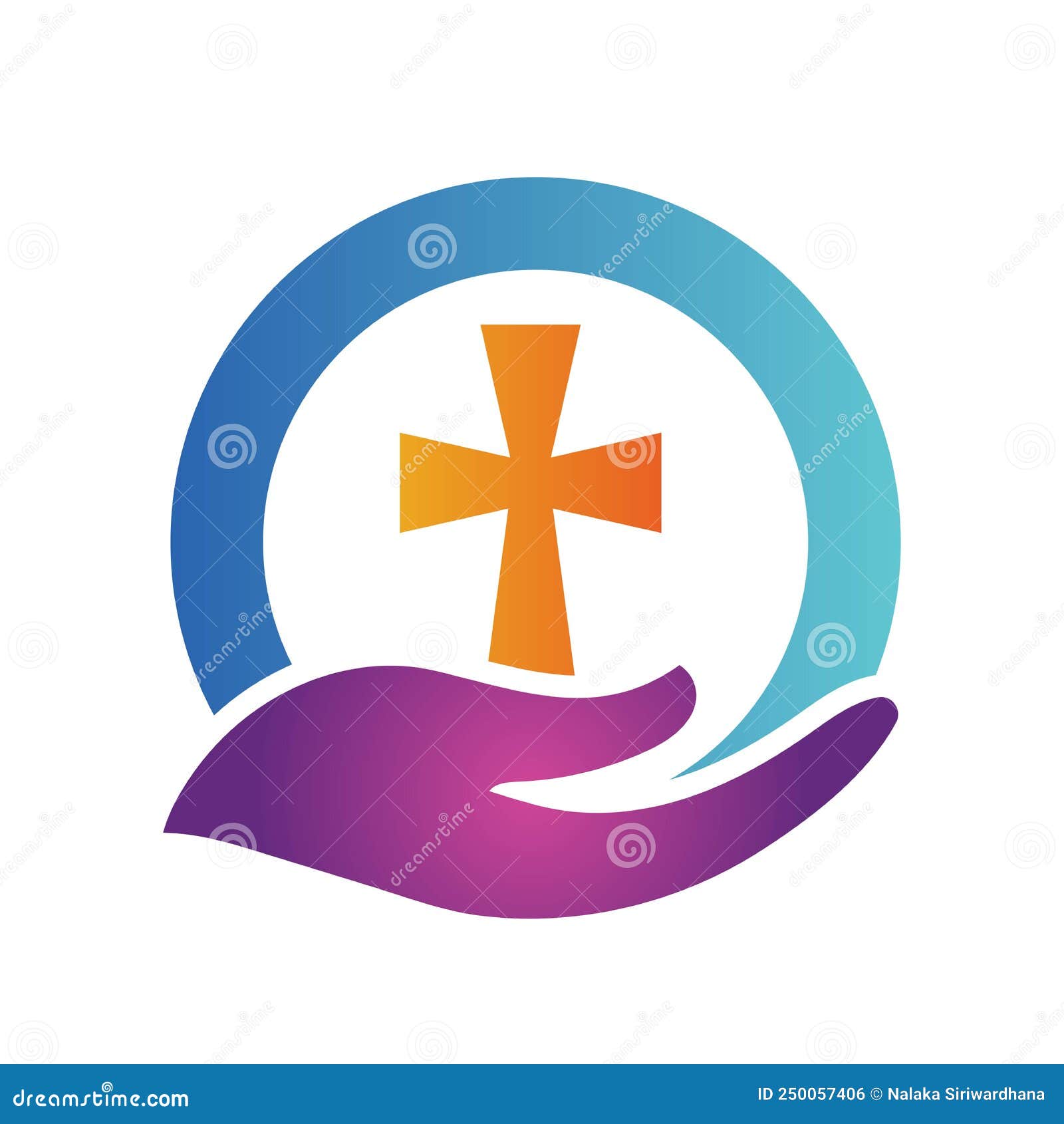 Cross and Hand Sign. Logo Icon. Stock Vector - Illustration of ...