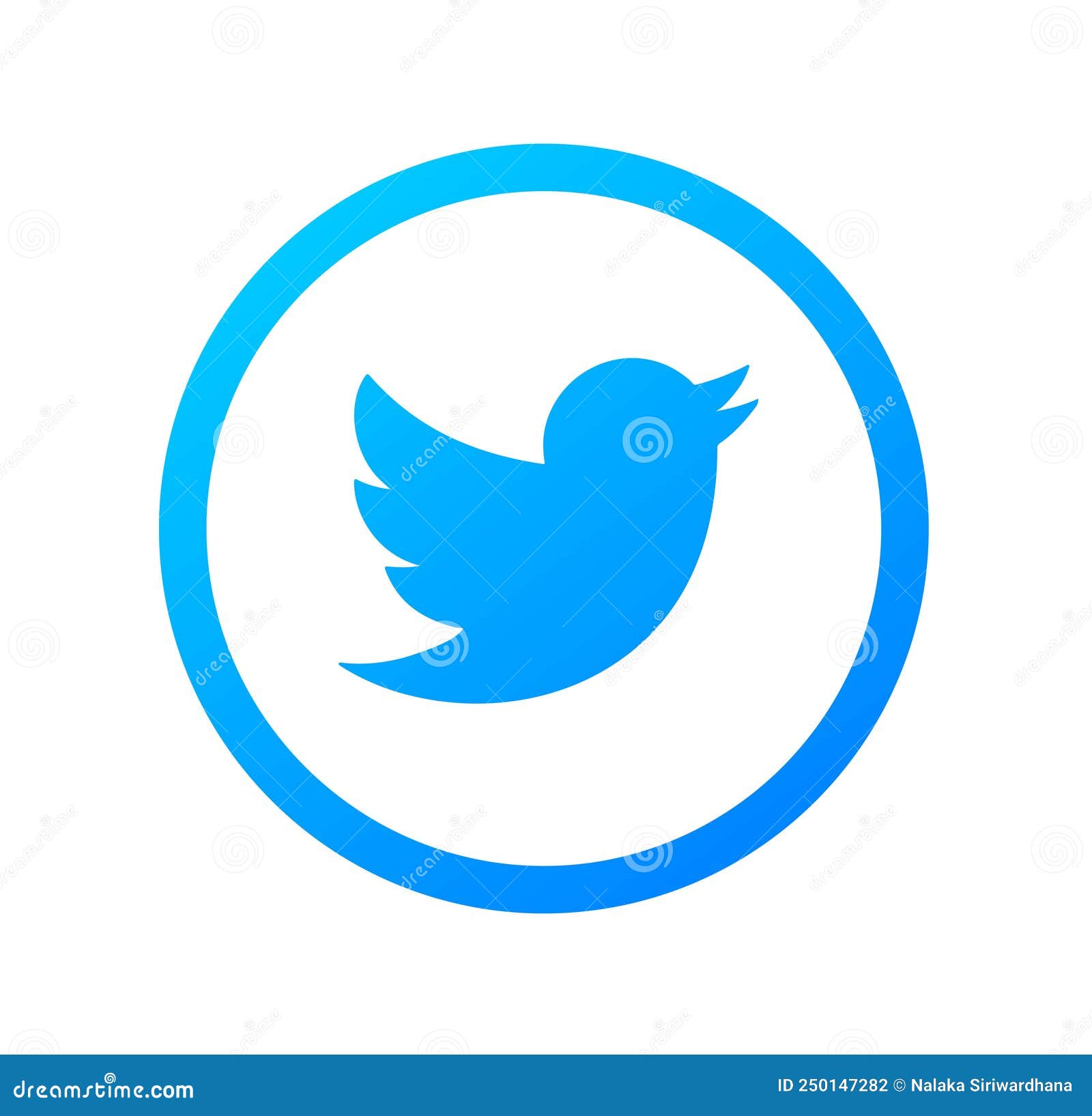 Twitter Logo Round Icon Isolated on White Background. Editorial ...