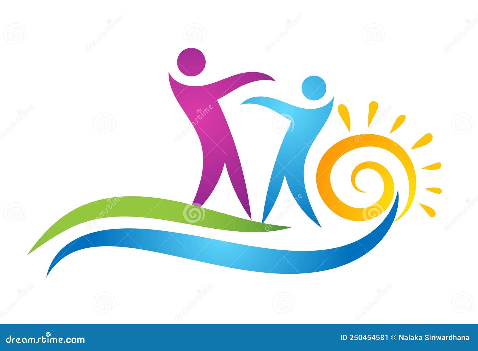 People Logo Icon with Wave and Sun.. Stock Vector - Illustration of ...