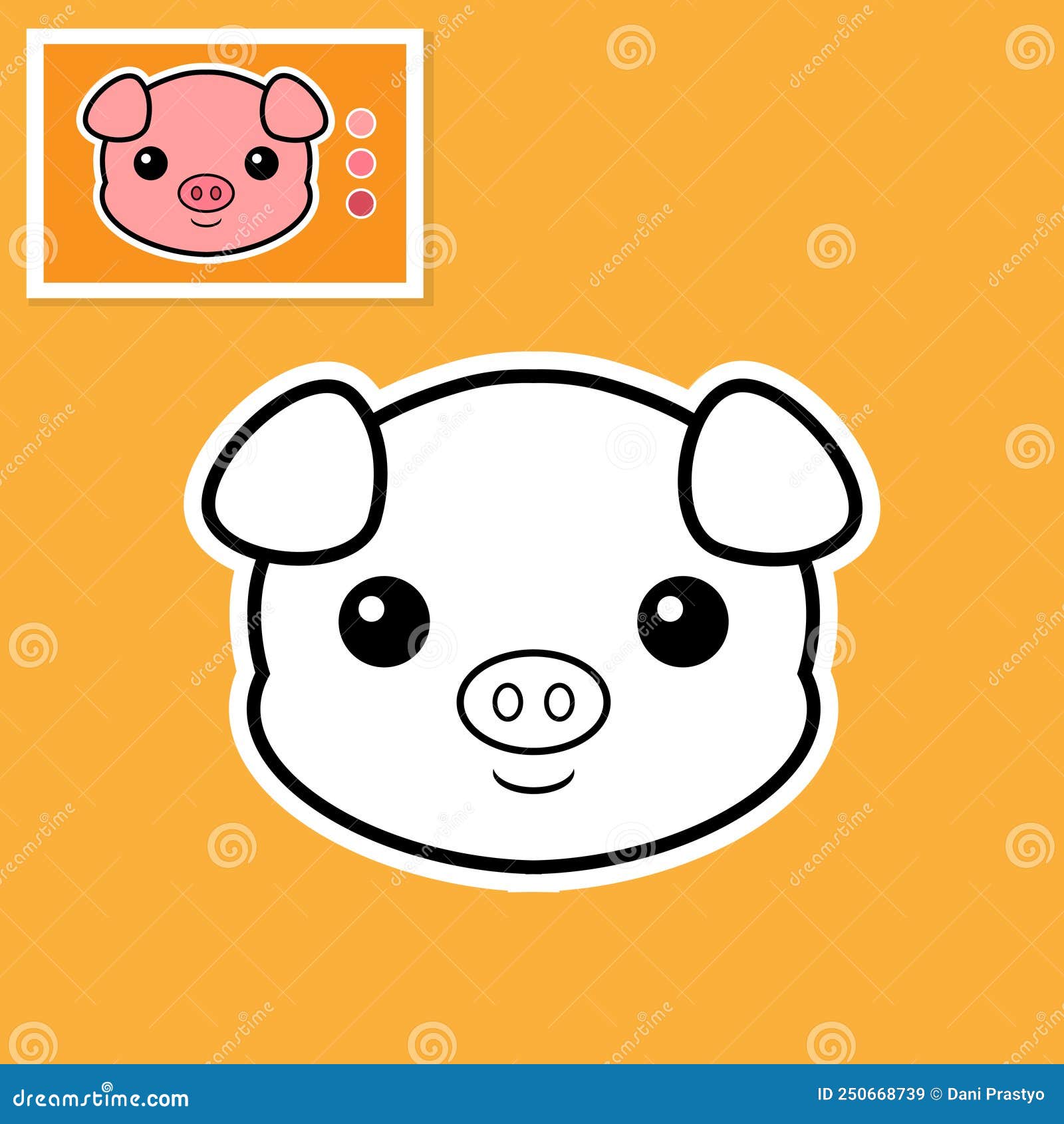 Piglet Coloring Book with Palette Colours. Animal Coloring Book Stock ...